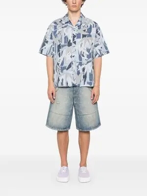 Kenzo Chiku-rin Camo Hawaiian Shirt - Blue
