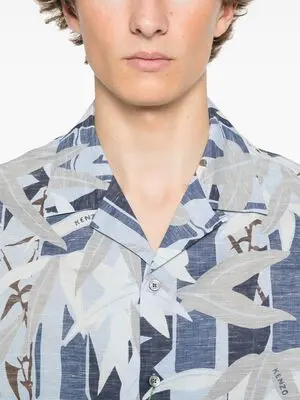 Kenzo Chiku-rin Camo Hawaiian Shirt - Blue