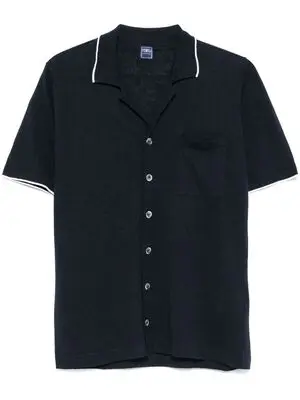 Fedeli Contrasting-trim Shirt - Blue