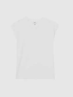 REISS Jade Cotton Cap-sleeve T-shirt