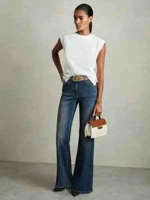 REISS Jade Cotton Cap-sleeve T-shirt