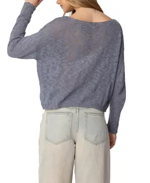 EDIKTED Bri Oversized Boat Neck Sweater - Blue