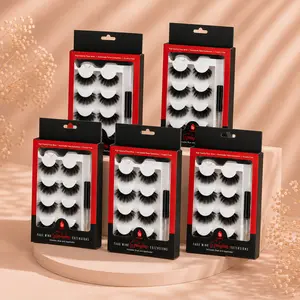 PURSONIC 5 Pack Faux Mink Style False Eyelashes Bundle - Black