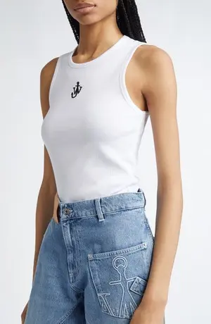 JW Anderson Anchor Logo Embroidered Tank - White