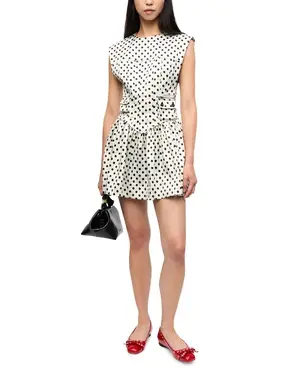 GANNI Polka Dot Corset Mini Dress - Egret