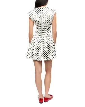 GANNI Polka Dot Corset Mini Dress - Egret