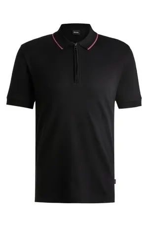 BOSS Paras Quarter Zip Cotton Polo