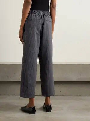 Maria Mcmanus Cosy Pinstriped Pleated Wool-blend Flannel Wide-leg Trousers