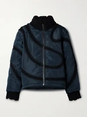 Sea Averie Crochet-trimmed Shell Bomber Jacket