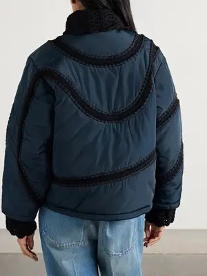 Sea Averie Crochet-trimmed Shell Bomber Jacket