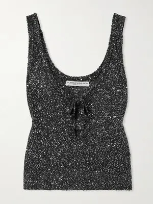 Alessandra Rich Tie-detailed Sequined Knit Tank