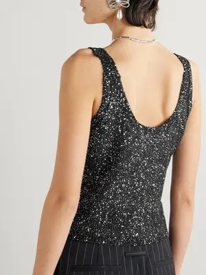 Alessandra Rich Tie-detailed Sequined Knit Tank