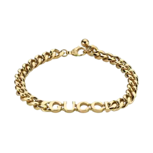 Gucci-Gucci Gold-Toned Metal Chain Bracelet With Script