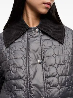 GANNI Quilted Corduroy Collar Jacket - Grey