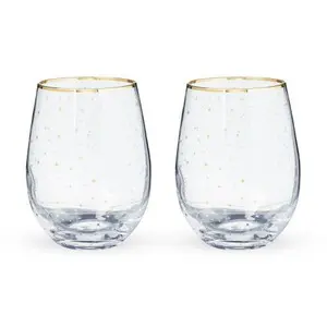 TWINE Starlight Stemless Wine Glasses Set Of 2