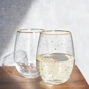 TWINE Starlight Stemless Wine Glasses Set Of 2