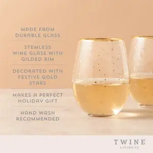 TWINE Starlight Stemless Wine Glasses Set Of 2