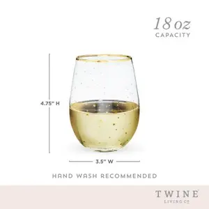 TWINE Starlight Stemless Wine Glasses Set Of 2
