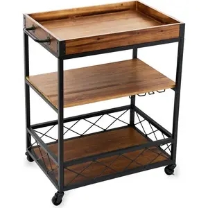 TWINE Modern Manor Bar Cart - Brown