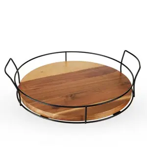 TWINE Modern Manor Acacia Cocktail Tray - Brown