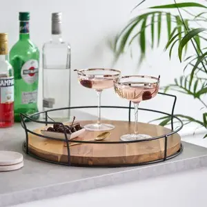 TWINE Modern Manor Acacia Cocktail Tray