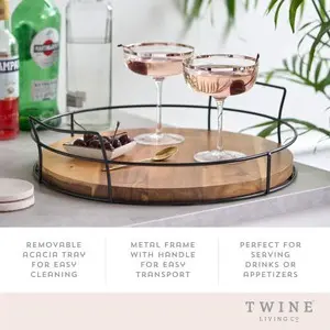 TWINE Modern Manor Acacia Cocktail Tray