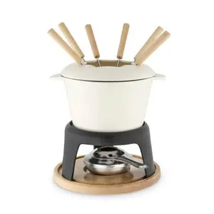 TWINE Cast Iron Fondue Set - White