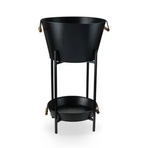 TWINE Beverage Tub With Stand & Tray - Black