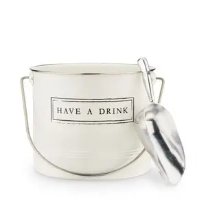 TWINE Metal Ice Bucket With Scoop - White