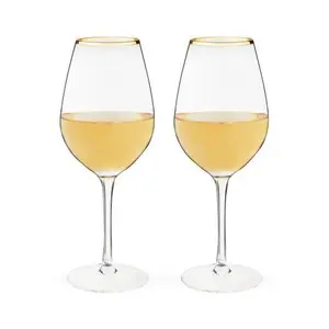 TWINE Gilded Stemmed Wine Glasses Set Of 2 - Gold