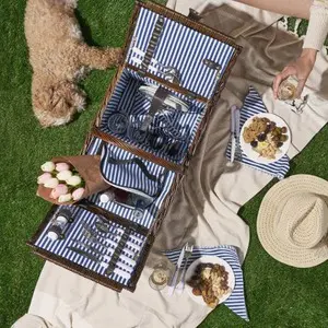 TWINE Cape Cod Wicker Picnic Basket Set