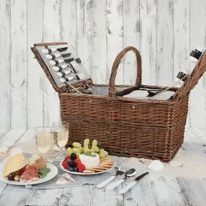 TWINE Cape Cod Wicker Picnic Basket Set