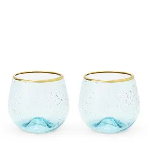 TWINE Aqua Bubble Stemless Wine Glasses Set Of 2