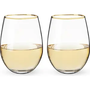 TWINE Gilded Stemless Wine Glasses Set Of 2 - Gold