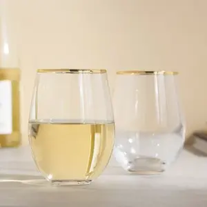 TWINE Gilded Stemless Wine Glasses Set Of 2