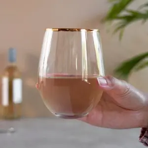 TWINE Gilded Stemless Wine Glasses Set Of 2