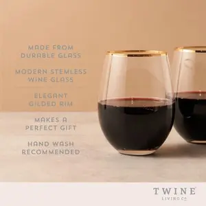 TWINE Gilded Stemless Wine Glasses Set Of 2