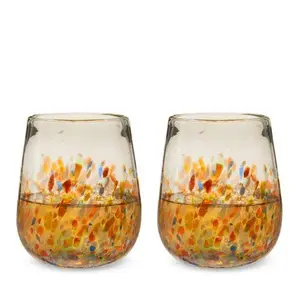 TWINE Segunda Vida Artistico Recycled Stemless Wine Glasses Set Of 2 - Multicolor