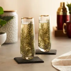 TWINE Woodland Stemless Champagne Flutes Set Of 2