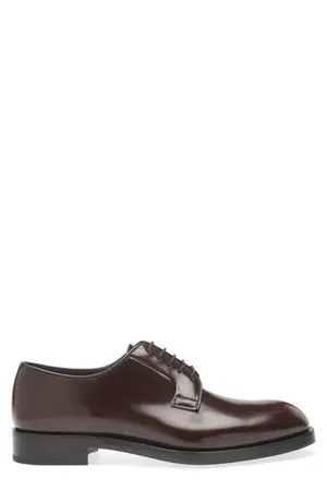 Prada Formale Spazzolato Plain Toe Derby - Bruciato