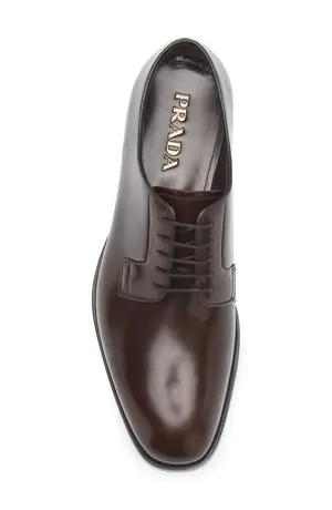 Prada Formale Spazzolato Plain Toe Derby - Bruciato