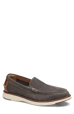 Johnston & Murphy Upton Perf Venetian Loafer - Charcoal Nubuck