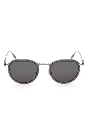 Zegna 51mm Round Frame Sunglasses - Grey / Other / Smoke