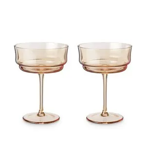 TWINE Tulip Coupe Glasses In Amber Set Of 2