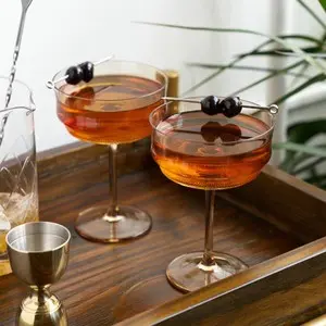 TWINE Tulip Coupe Glasses In Amber Set Of 2