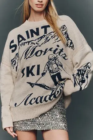 Maeve Oversized Graphic Crewneck Sweater - St. Mortiz Ski Academie