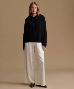 Jenni Kayne Cashmere Fisherman Sweater Hoodie - Black