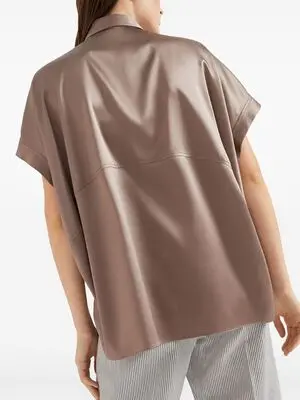 Brunello Cucinelli Monili-embellished Silk Shirt - Neutrals