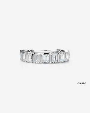 Ring Concierge Emerald Cut Diamond Bezel Set Band Ring - Platinum