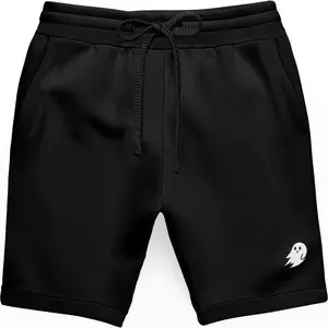 DALIX Relaxed Fit Ghost Embroidery Fleece Shorts - Black